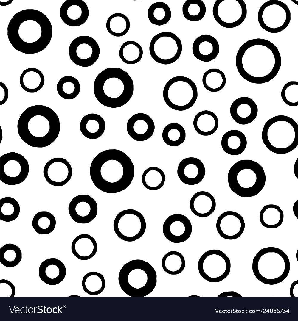 Black circle seamless pattern with hand drawn Vector Image