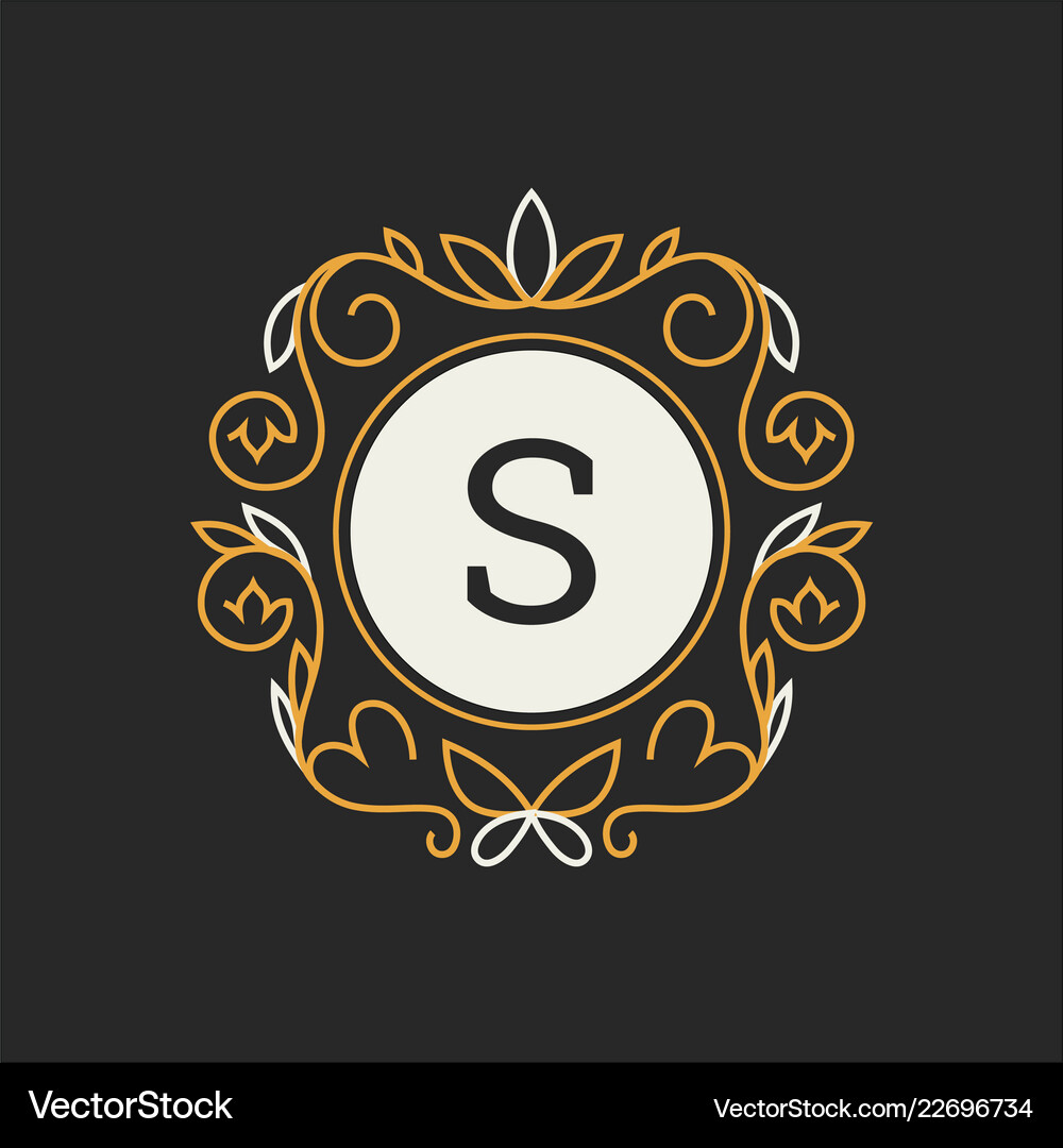 Floral monogram classic ornament classic design Vector Image