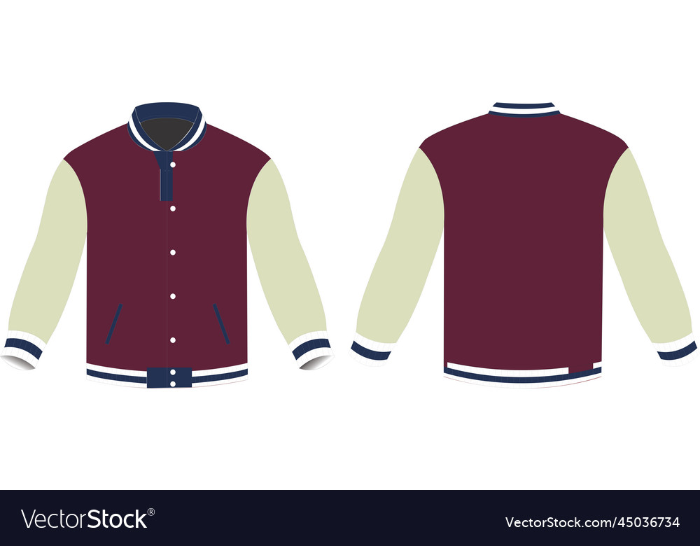 Varsity jacket poly wool Royalty Free Vector Image