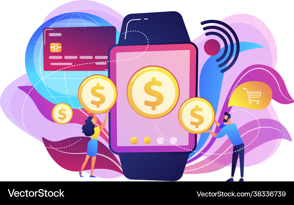 Smartwatch payment concept Royalty Free Vector Image
