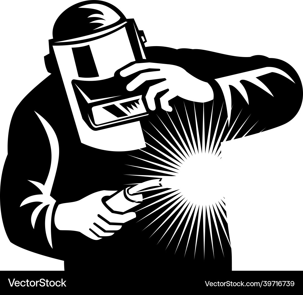 Welder welding torch front view retro black Vector Image
