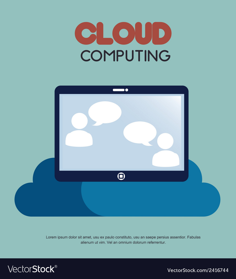 Cloud computing over blue background Royalty Free Vector