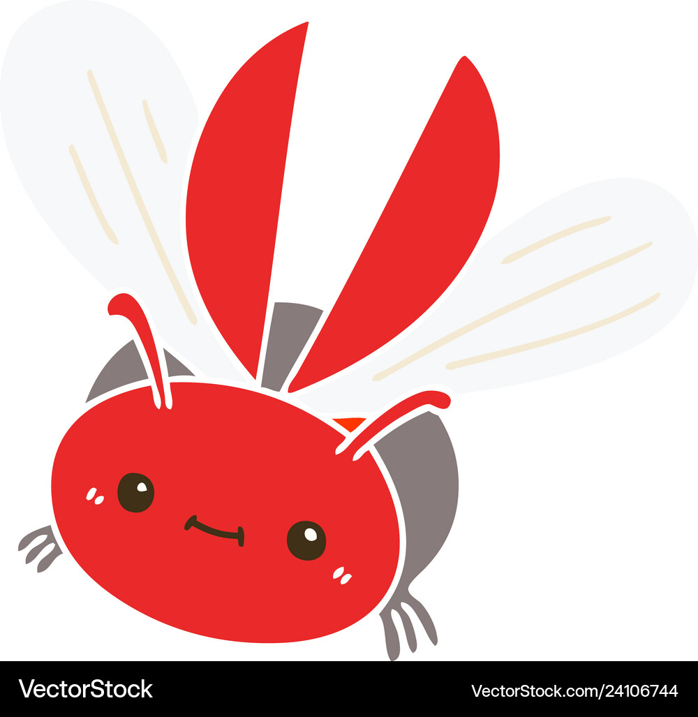 Quirky hand drawn cartoon flying beetle Royalty Free Vector