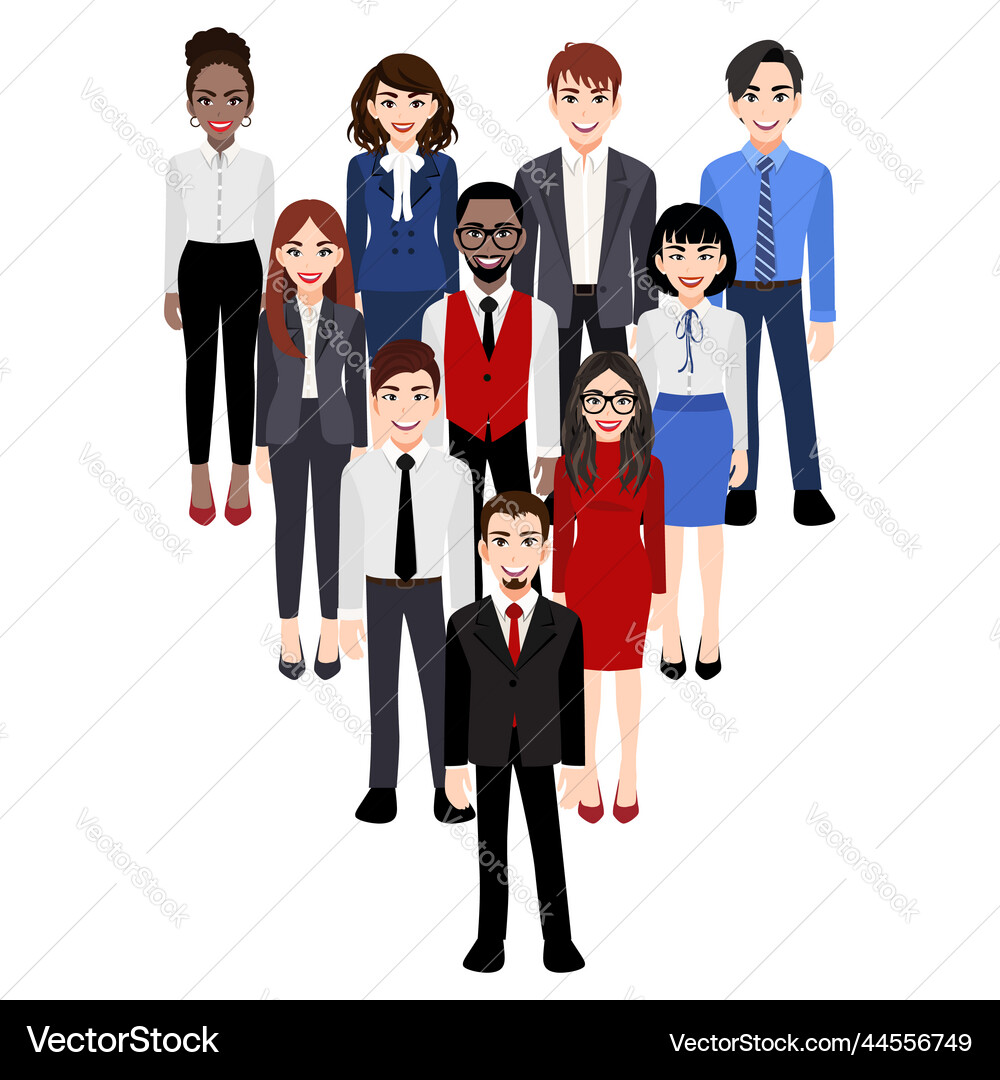 Cartoon character with executives team standing Vector Image