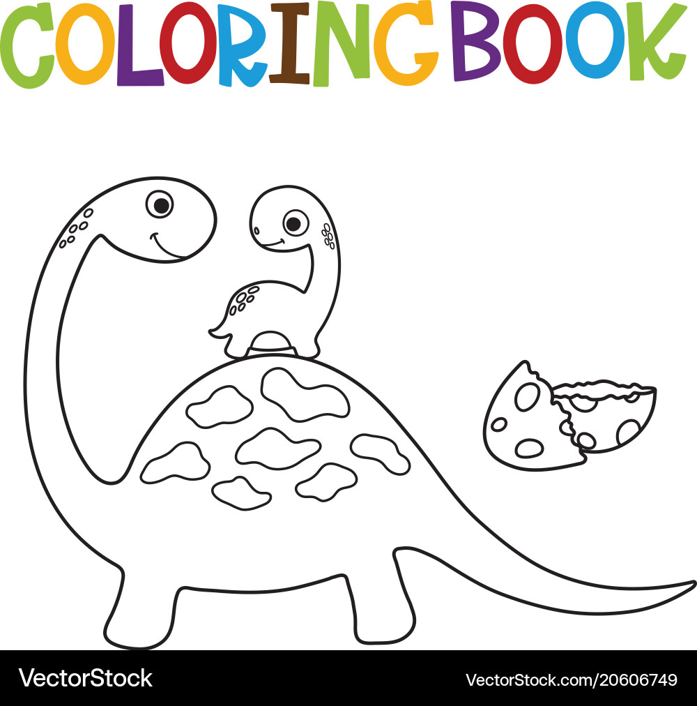 Cute dino coloring book Royalty Free Vector Image