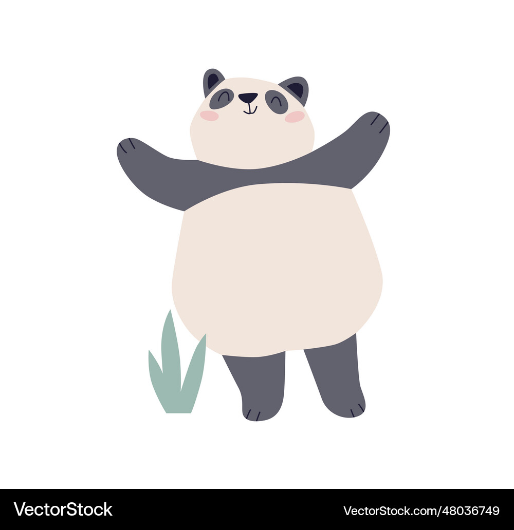 Cute happy panda in scandinavian funny Royalty Free Vector