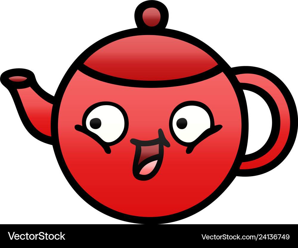 Gradient shaded cartoon teapot Royalty Free Vector Image
