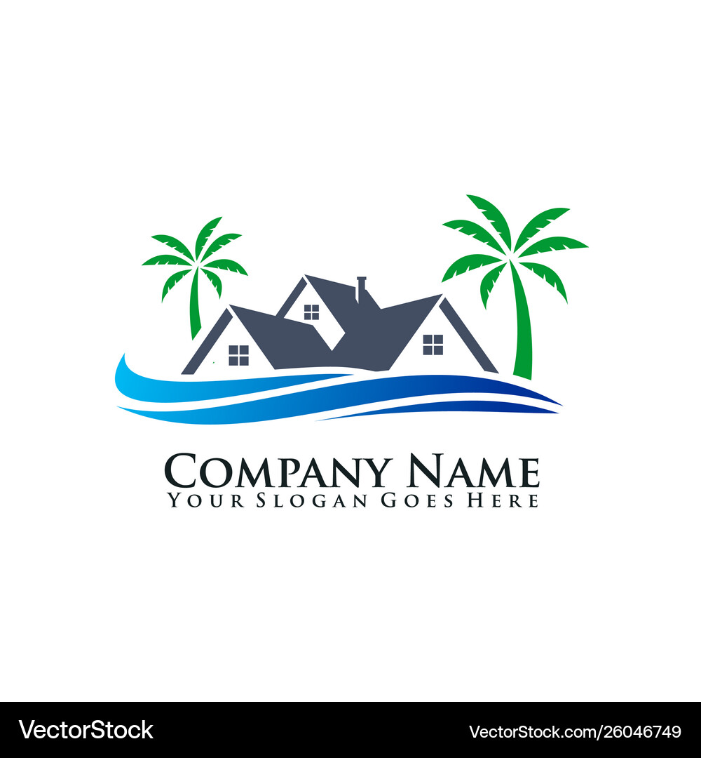 Ocean and house logo Royalty Free Vector Image