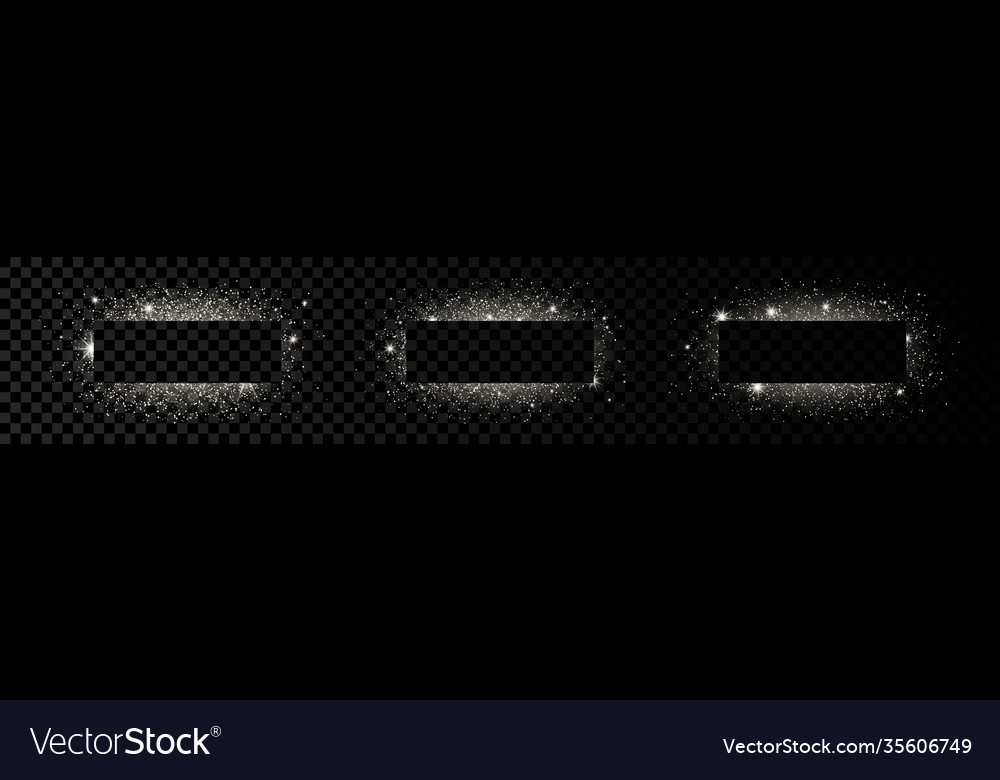 Set three silver rectangle frames with glitter Vector Image