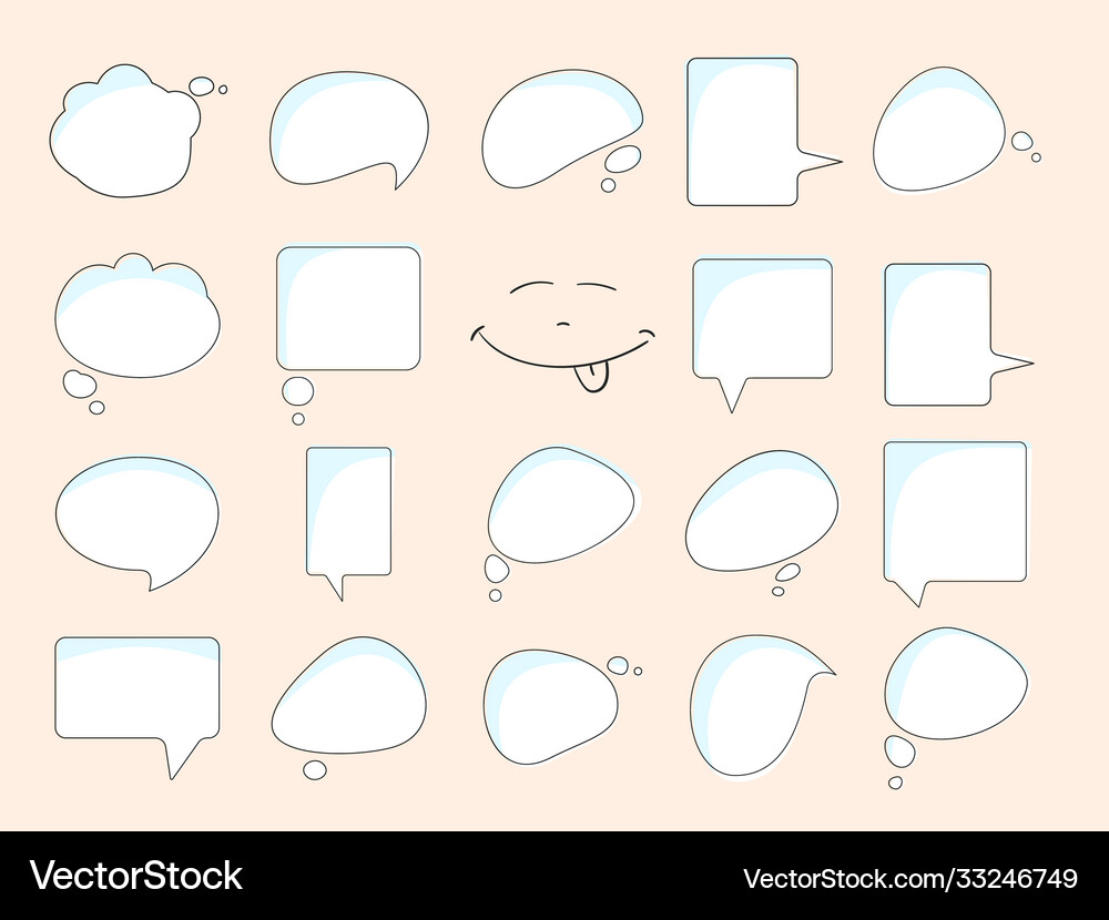 Speech and thought bubbles set thin line contour Vector Image