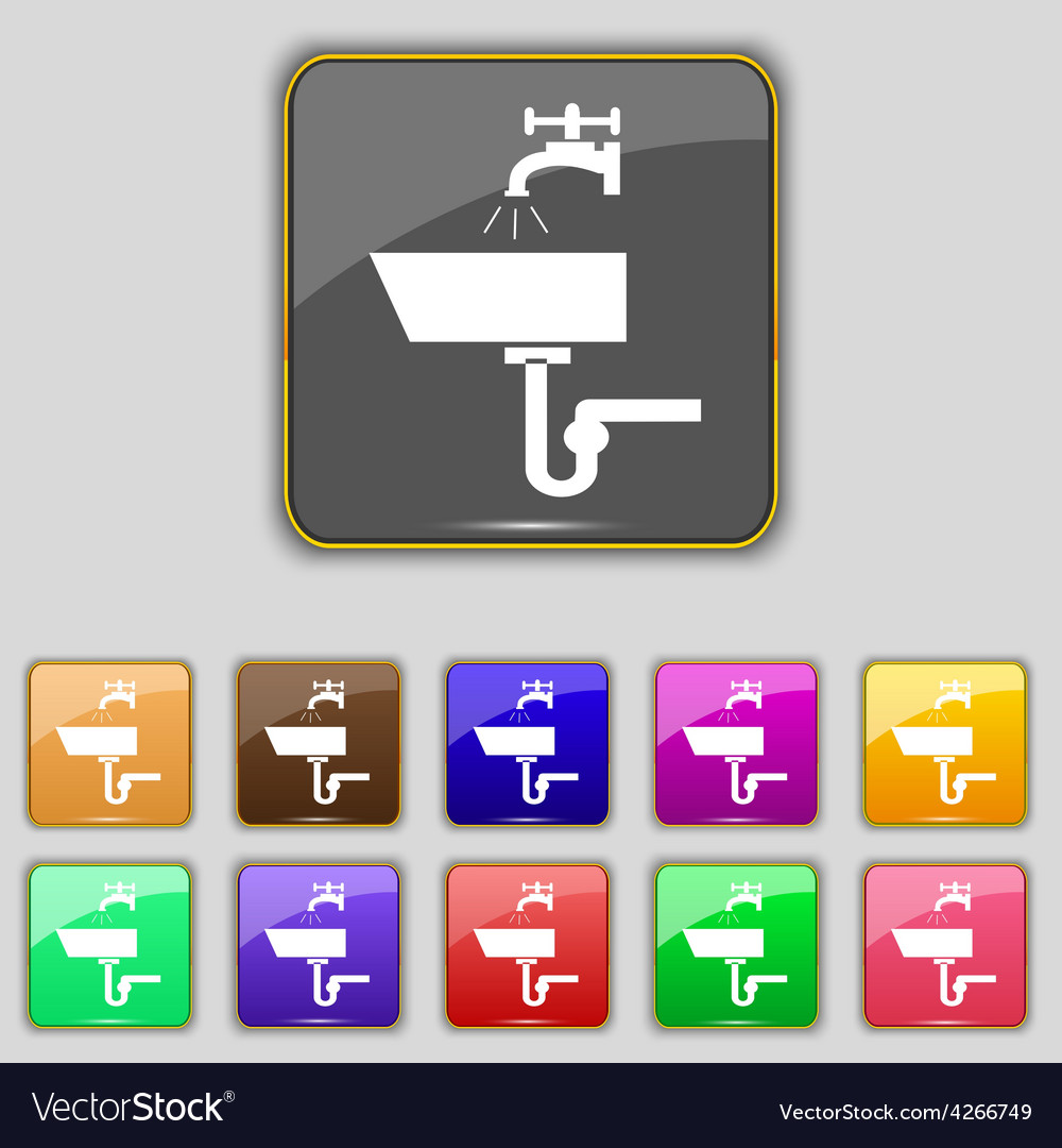Washbasin icon sign set with eleven colored Vector Image Washbasin icon sign set with eleven colored Vector Image