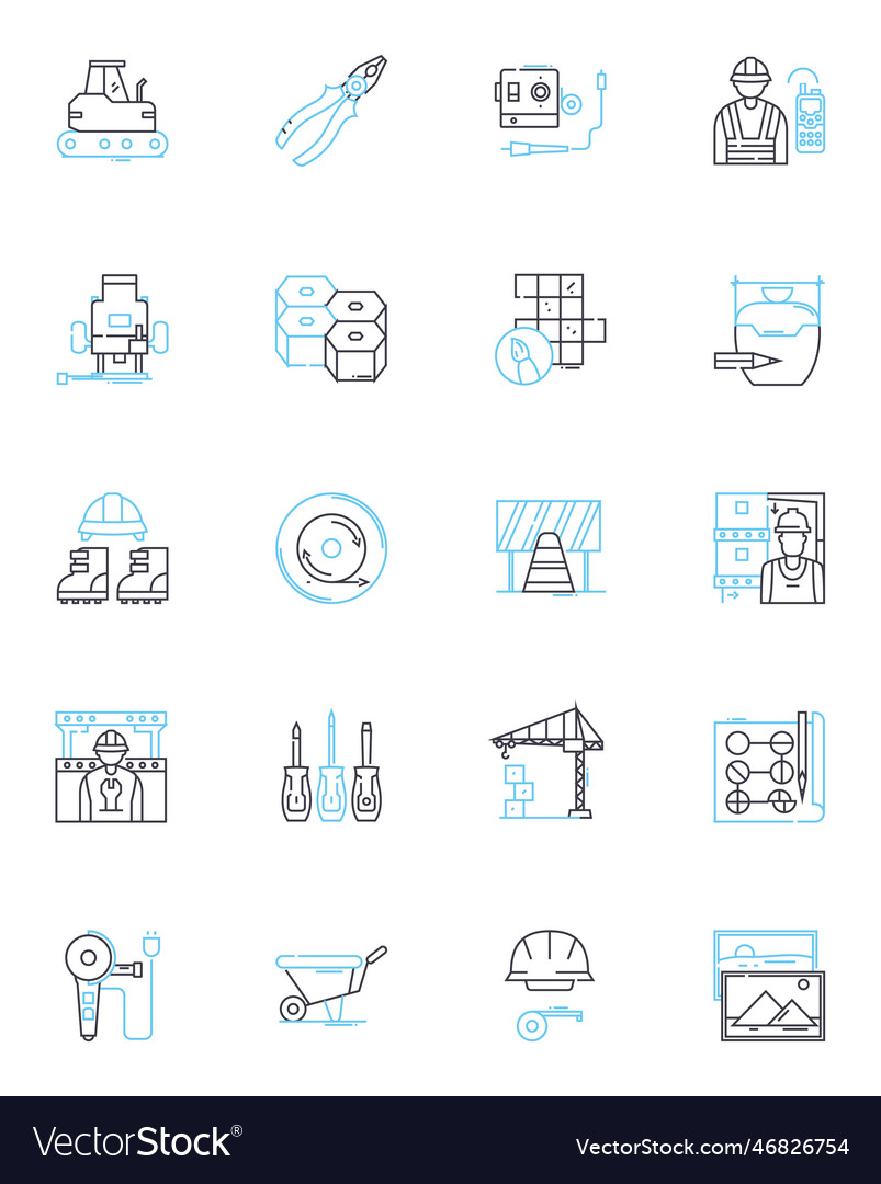 Building linear icons set construction Royalty Free Vector