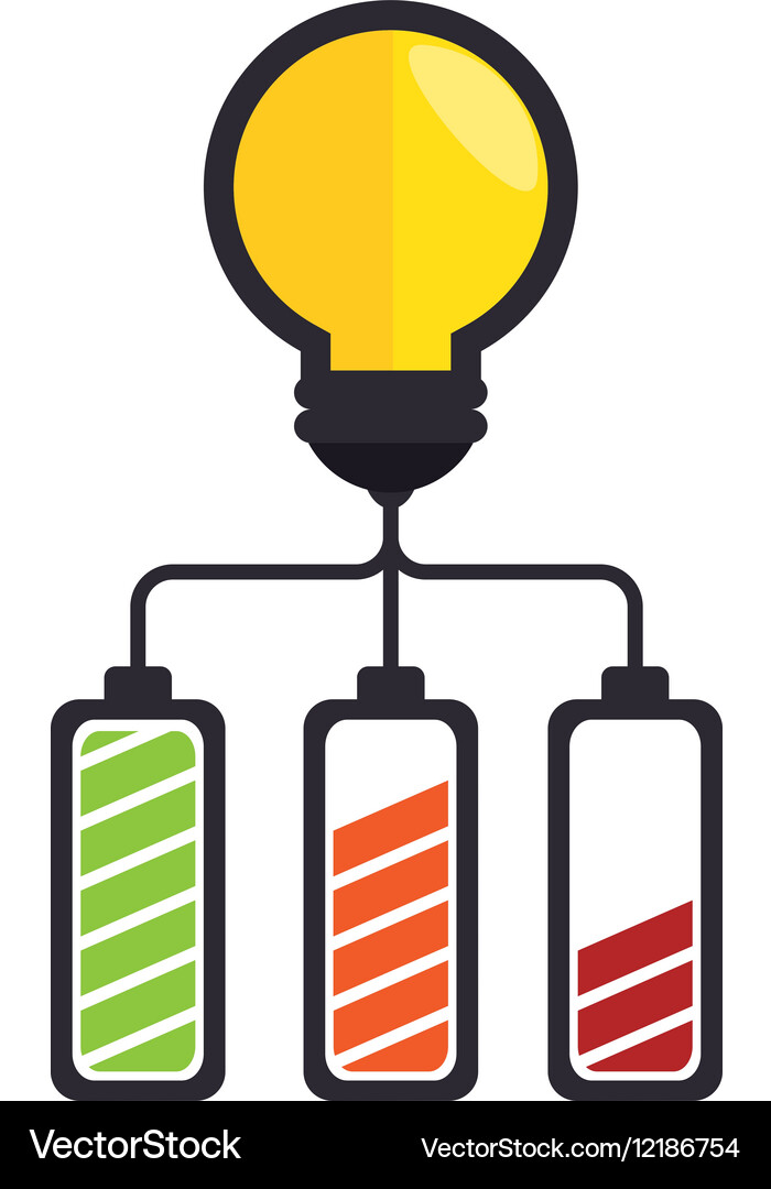 Bulb light with battery icon Royalty Free Vector Image