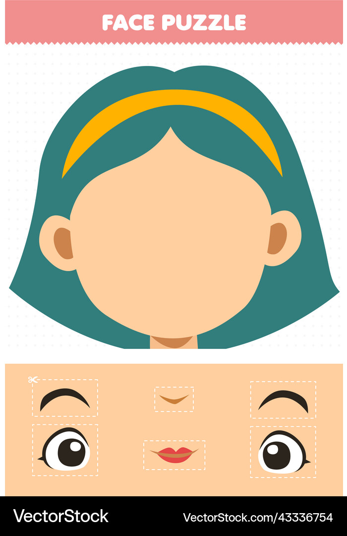 Education game for children face puzzle cut Vector Image