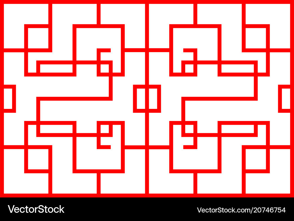Red chinese patter fence Royalty Free Vector Image