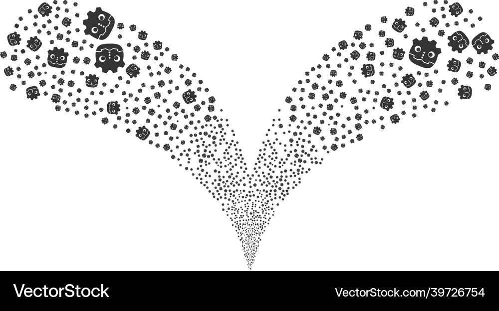 Robot head twice fireworks explosion Royalty Free Vector