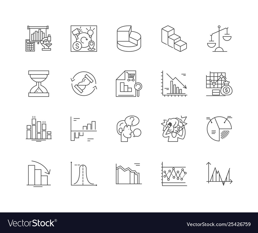 Decrease line icons signs set outline Royalty Free Vector