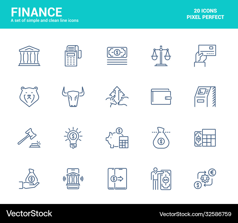 Flat line icons design-finance Royalty Free Vector Image