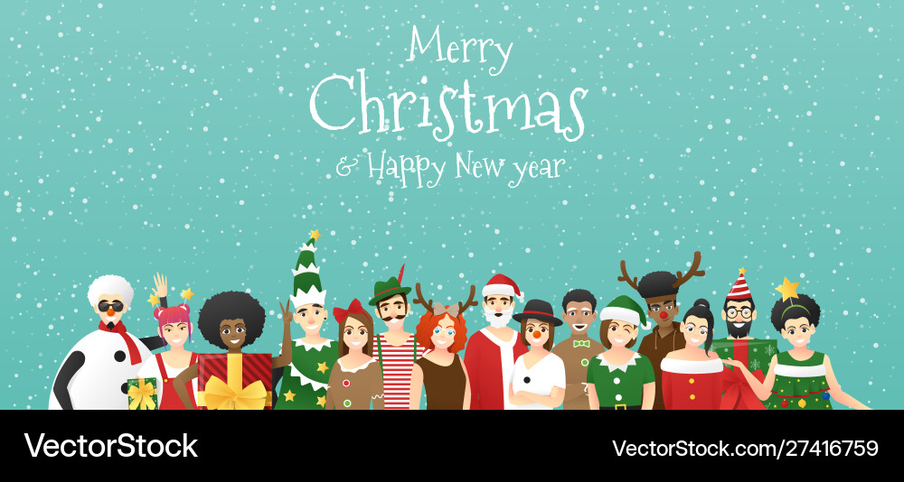 Group teens in christmas costume concept Vector Image