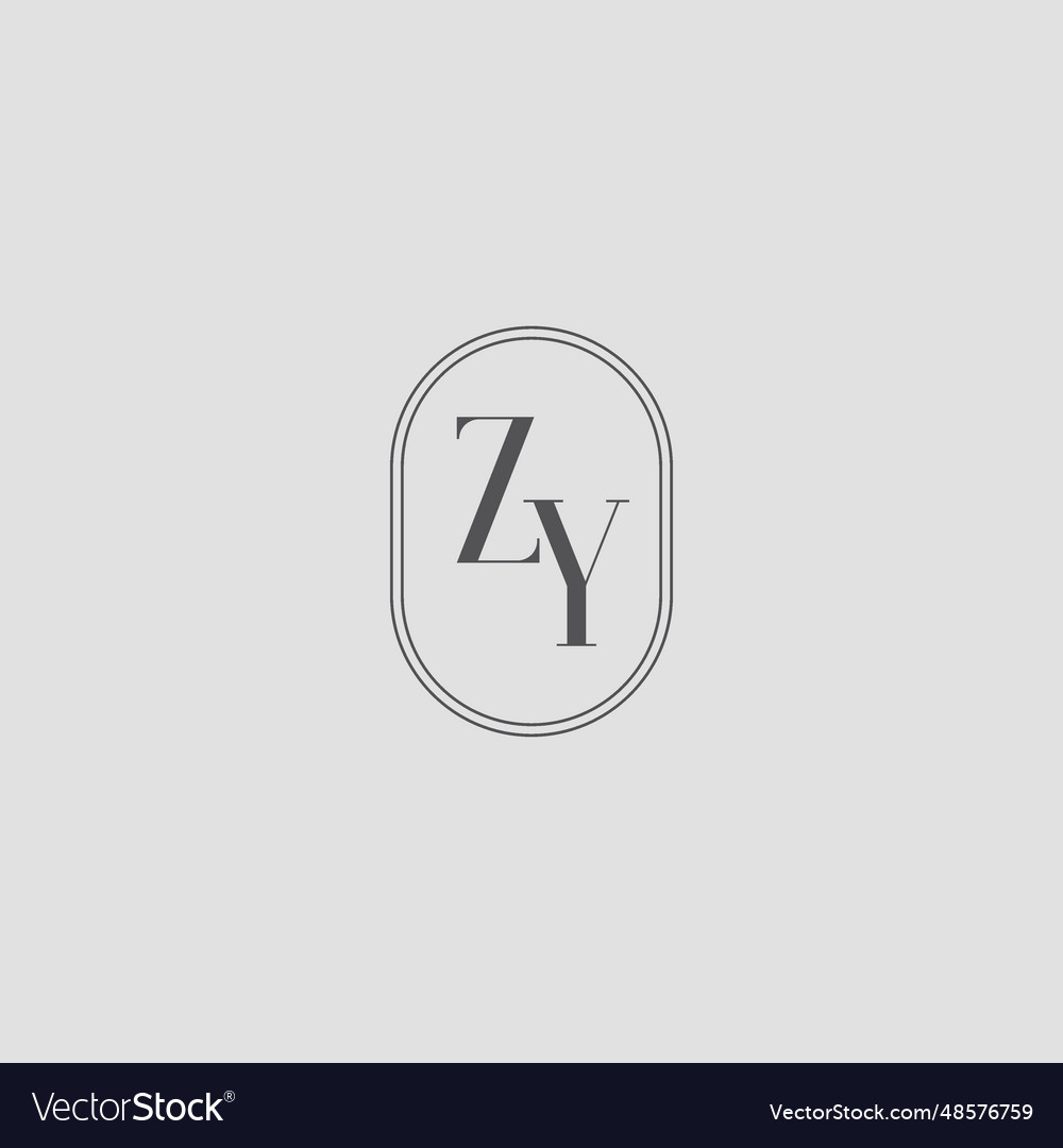 Initial zy wedding monogram logo design Royalty Free Vector
