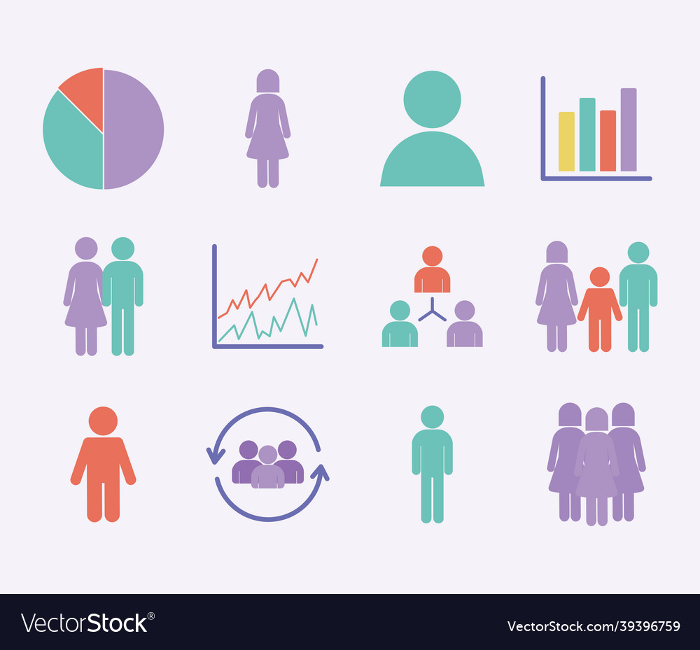 Twelve population items Royalty Free Vector Image