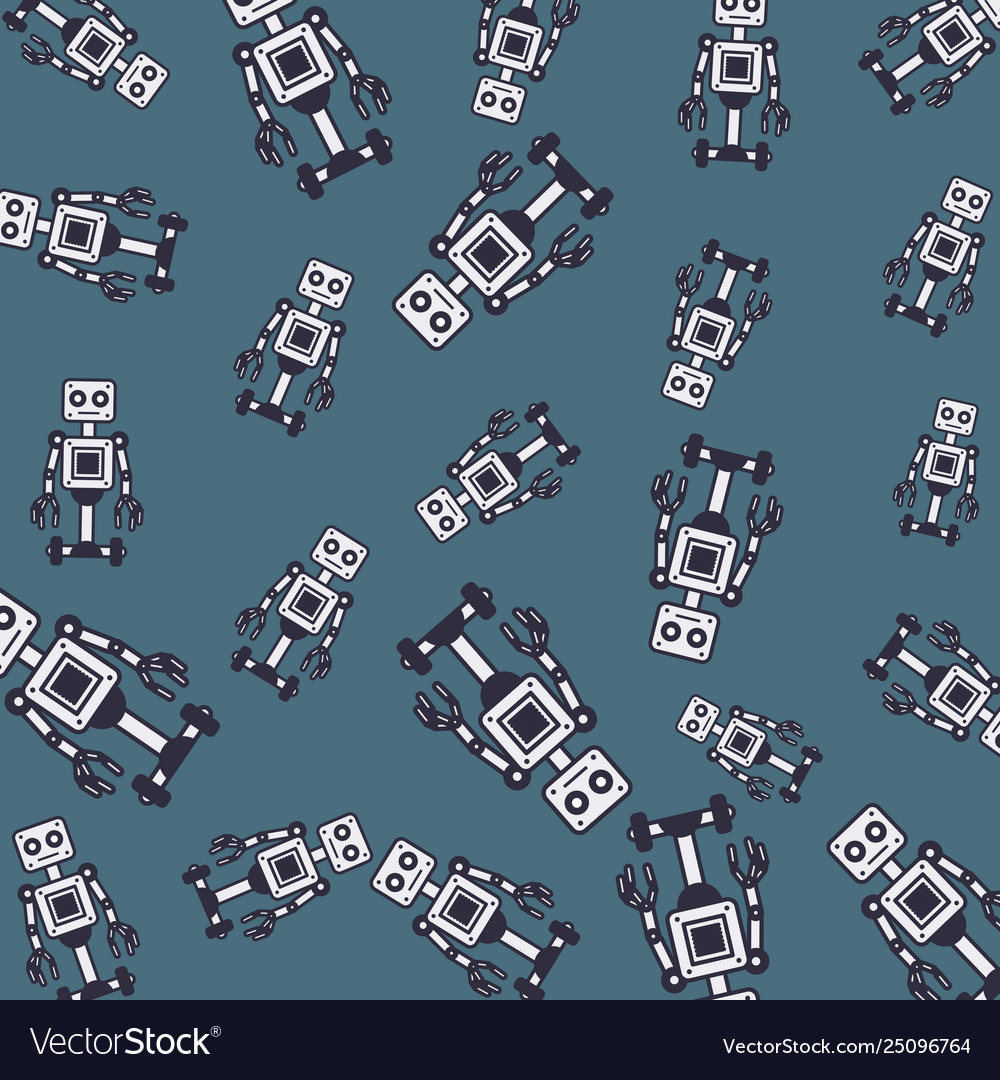 Robots pattern background Royalty Free Vector Image