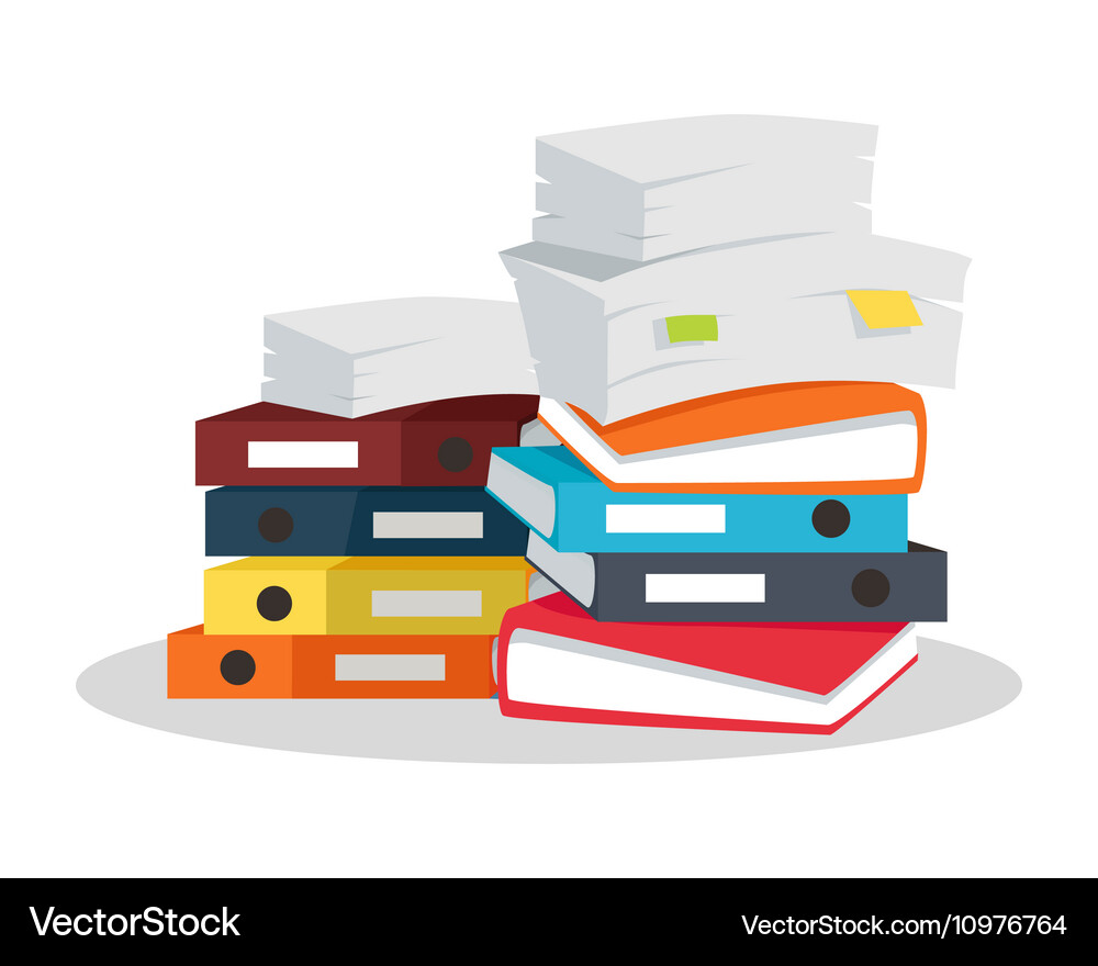 Stack documents flat design on white Royalty Free Vector