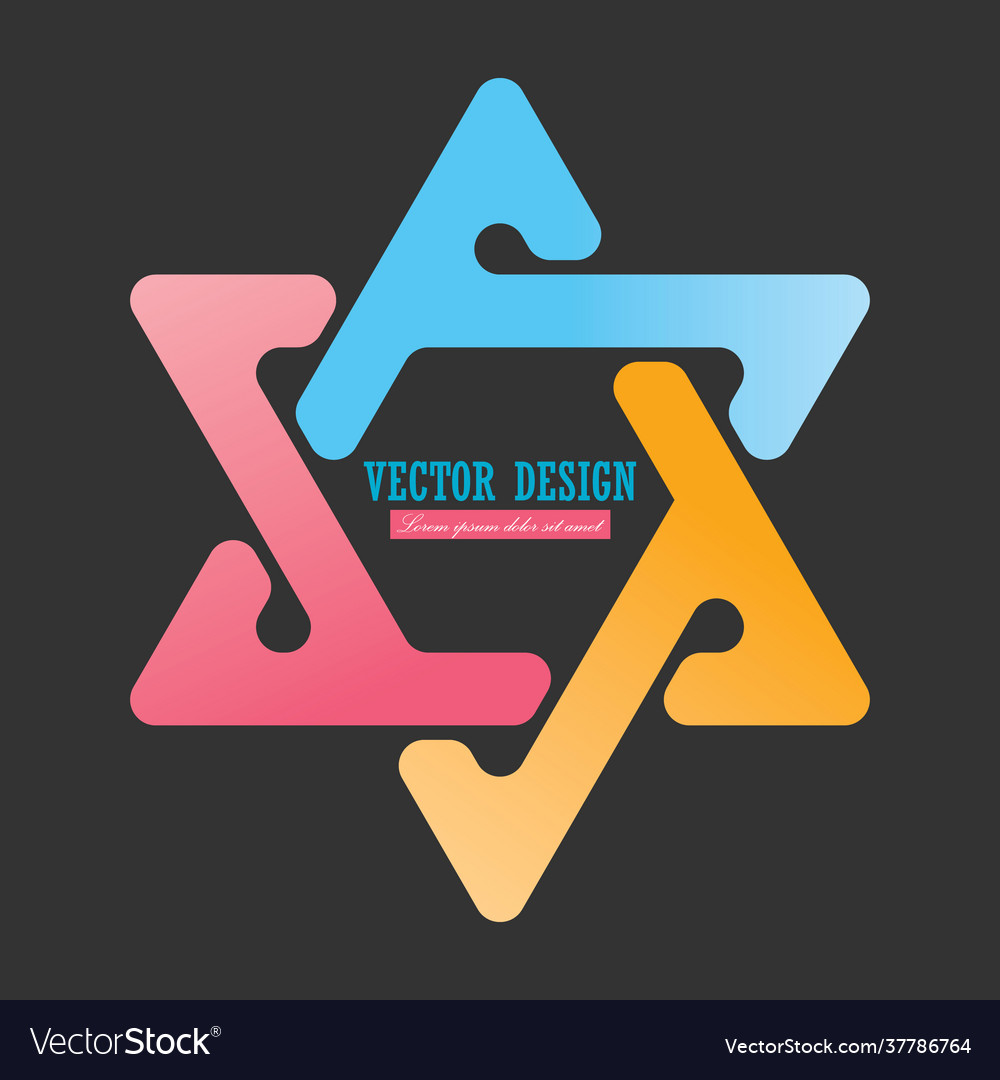 Two intertwining triangles template for a logo Vector Image