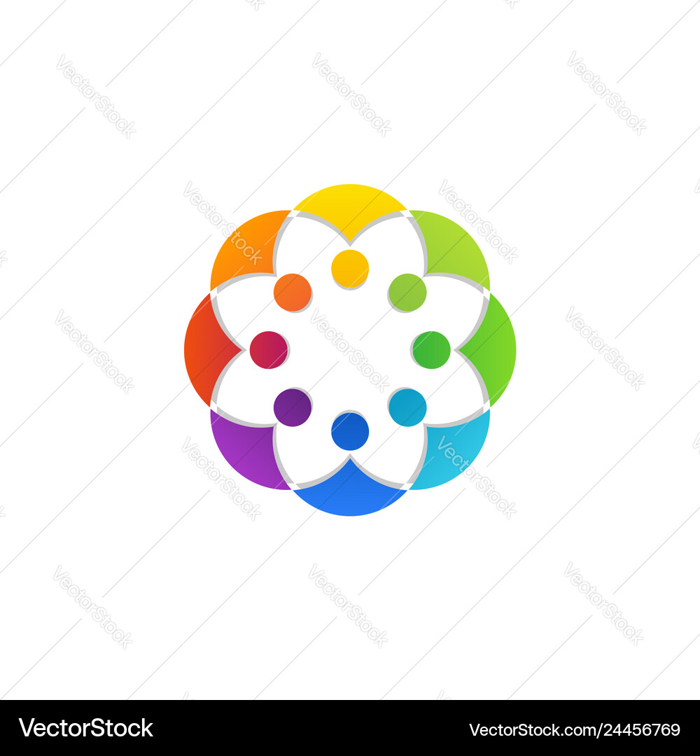 Global Teamwork & Collaboration Logo Vector Image