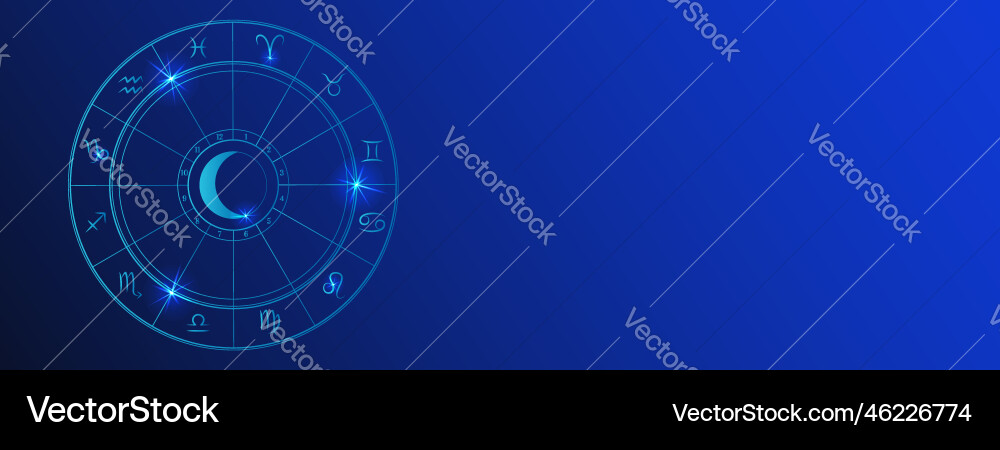 Astrology horoscope wheel long background Vector Image