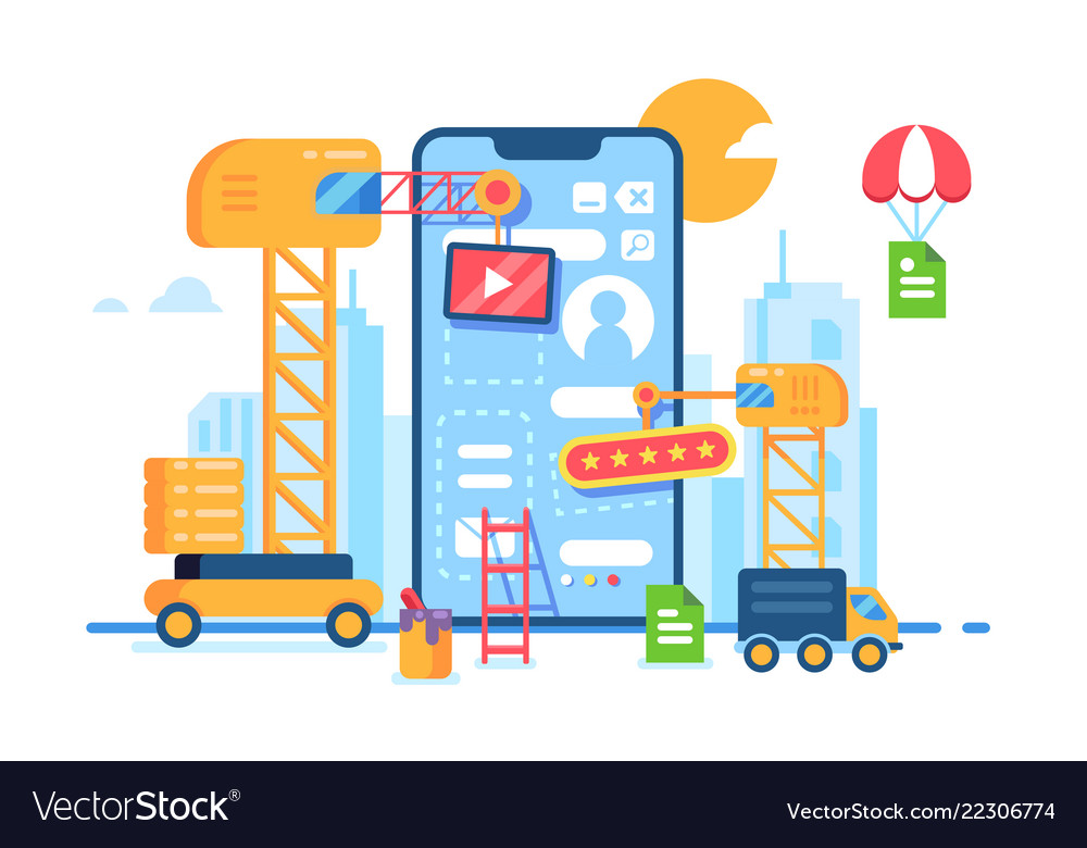 Mobile app building development creative process Vector Image