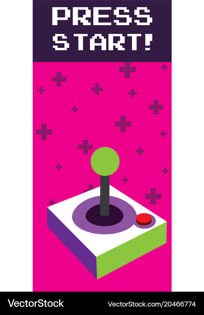 Press start vintage gamepad Royalty Free Vector Image