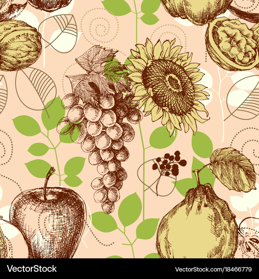 Fruits seamless pattern retro style Royalty Free Vector