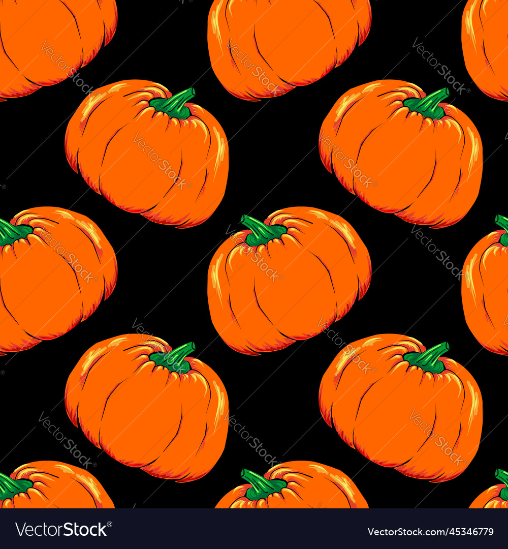 Halloween Jack O Lantern Orange Pumpkin Vegetable Vector Image