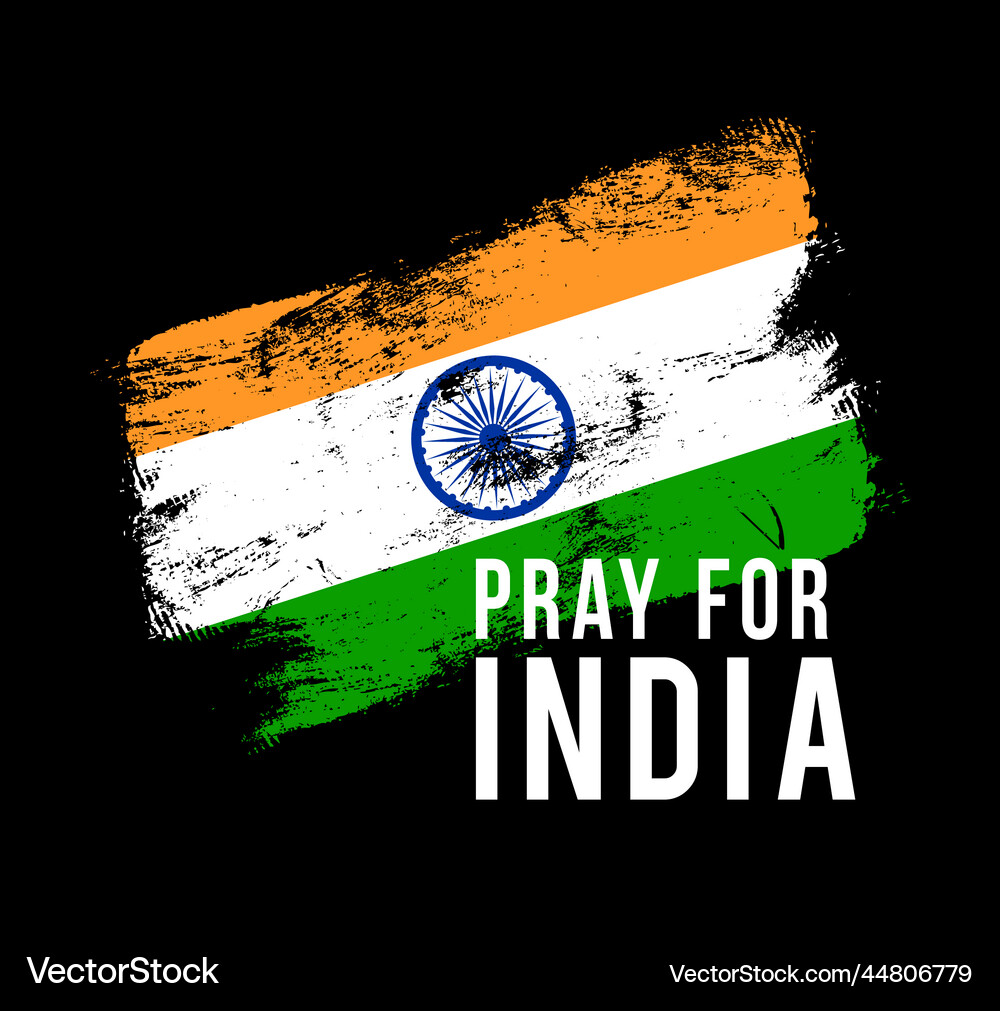 Pray for india flag with text Royalty Free Vector Image