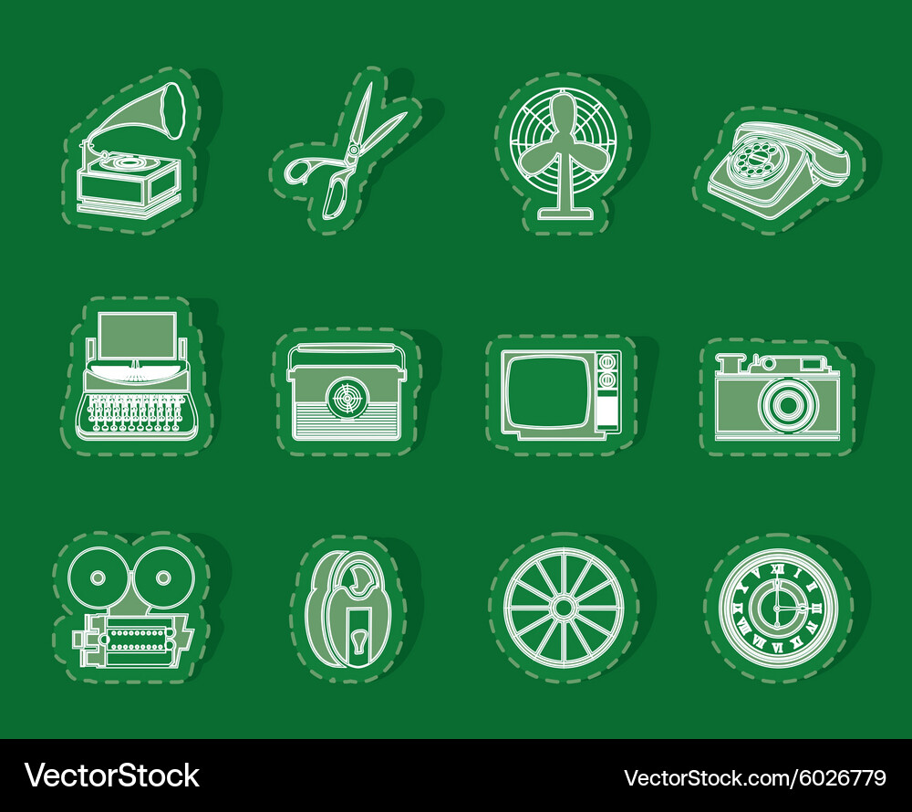 Retro business and office object icons Royalty Free Vector