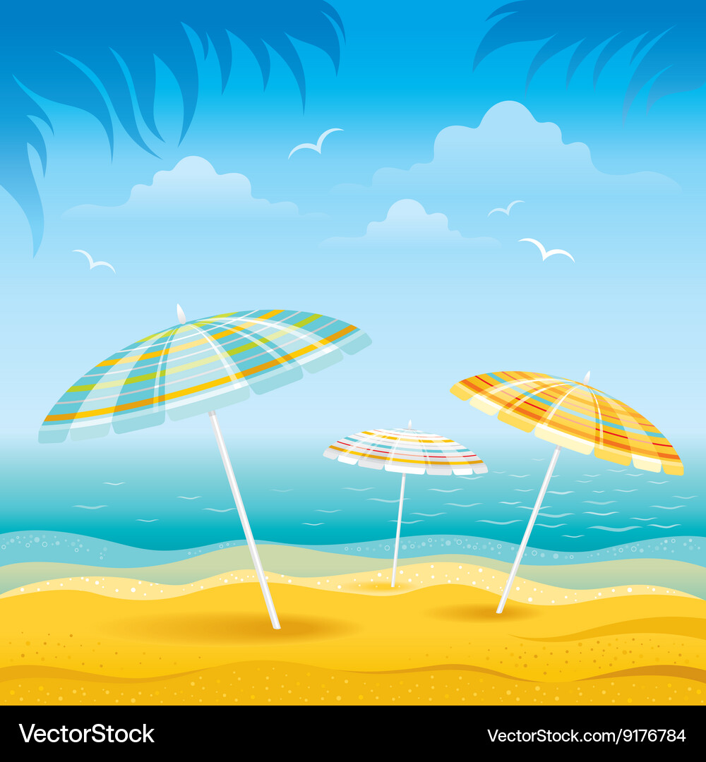 Beach background with blue sea and stripped beach Vector Image