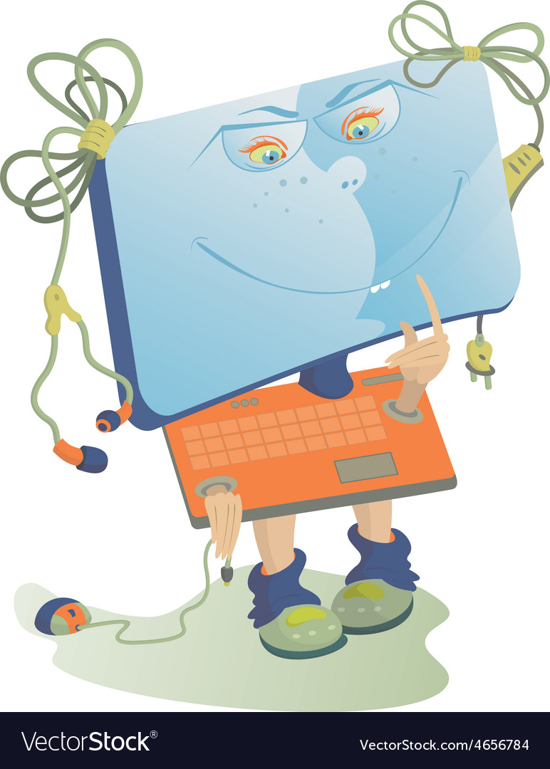 Comic computer Royalty Free Vector Image - VectorStock