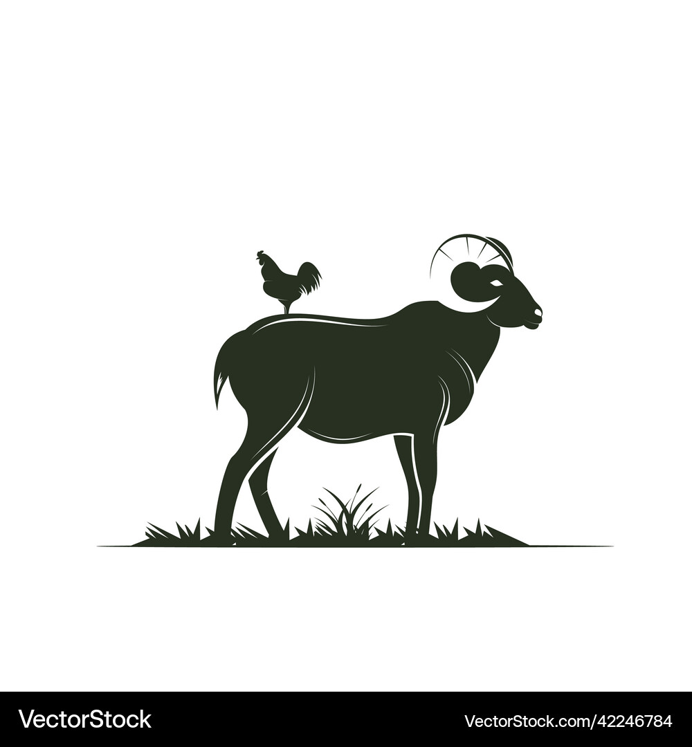 Goat and chicken animal logo design Royalty Free Vector