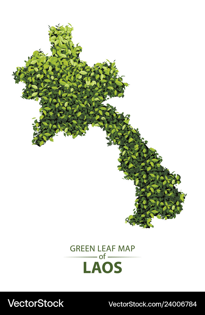 Green leaf map of laos Royalty Free Vector Image