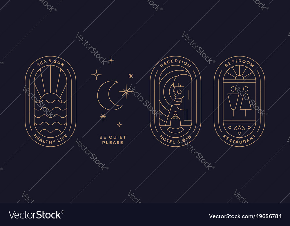 Set of minimalist line art Royalty Free Vector Image