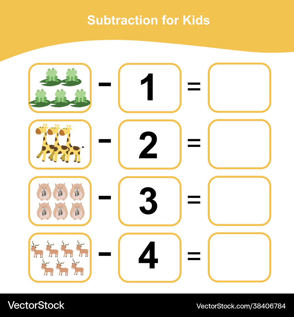 Subtraction for kids counting game preschool Vector Image