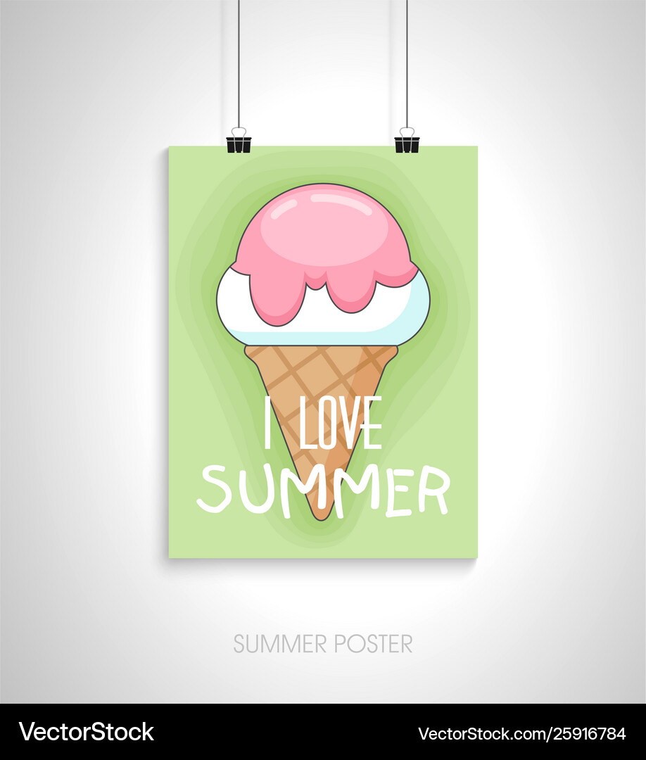 Summer poster card i love Royalty Free Vector Image