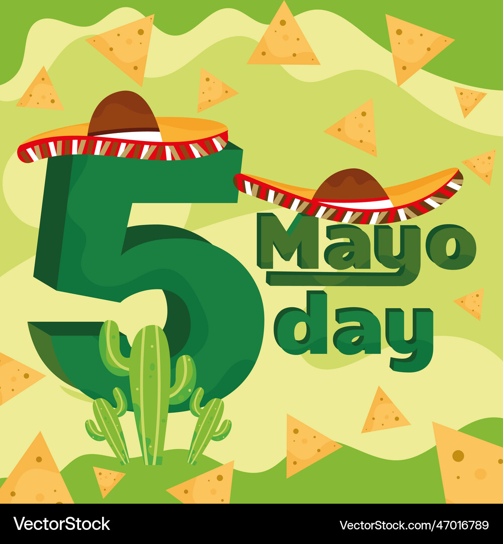 Cinco de mayo card hats and nachos Royalty Free Vector Image