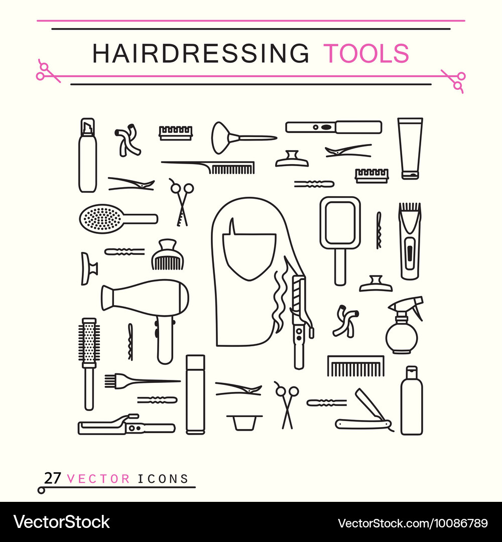 Hairdressing tools - icons Royalty Free Vector Image