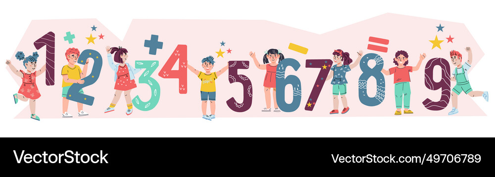 Kids Learning Numbers - School Fun Royalty Free Vector Image