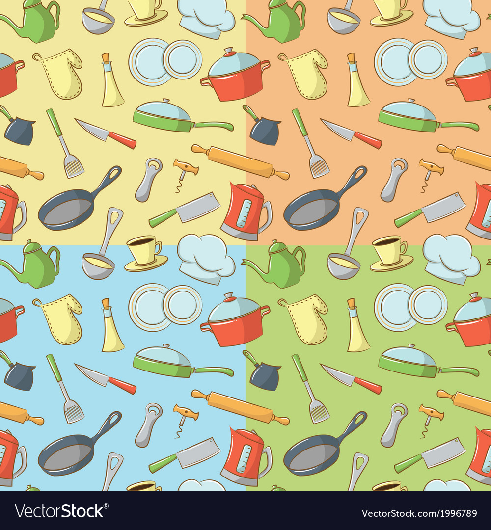 Kitchenware patterns Royalty Free Vector Image
