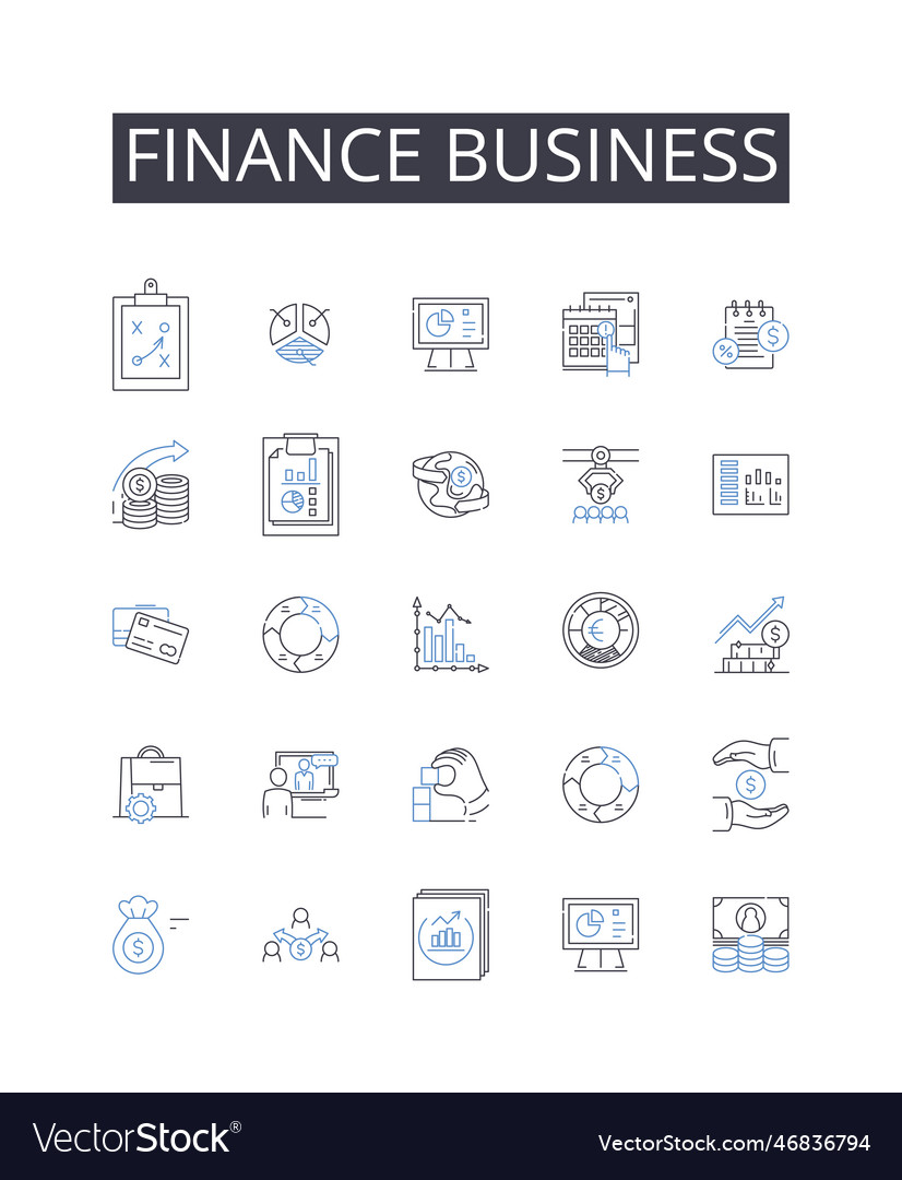 Finance business line icons collection planning Vector Image