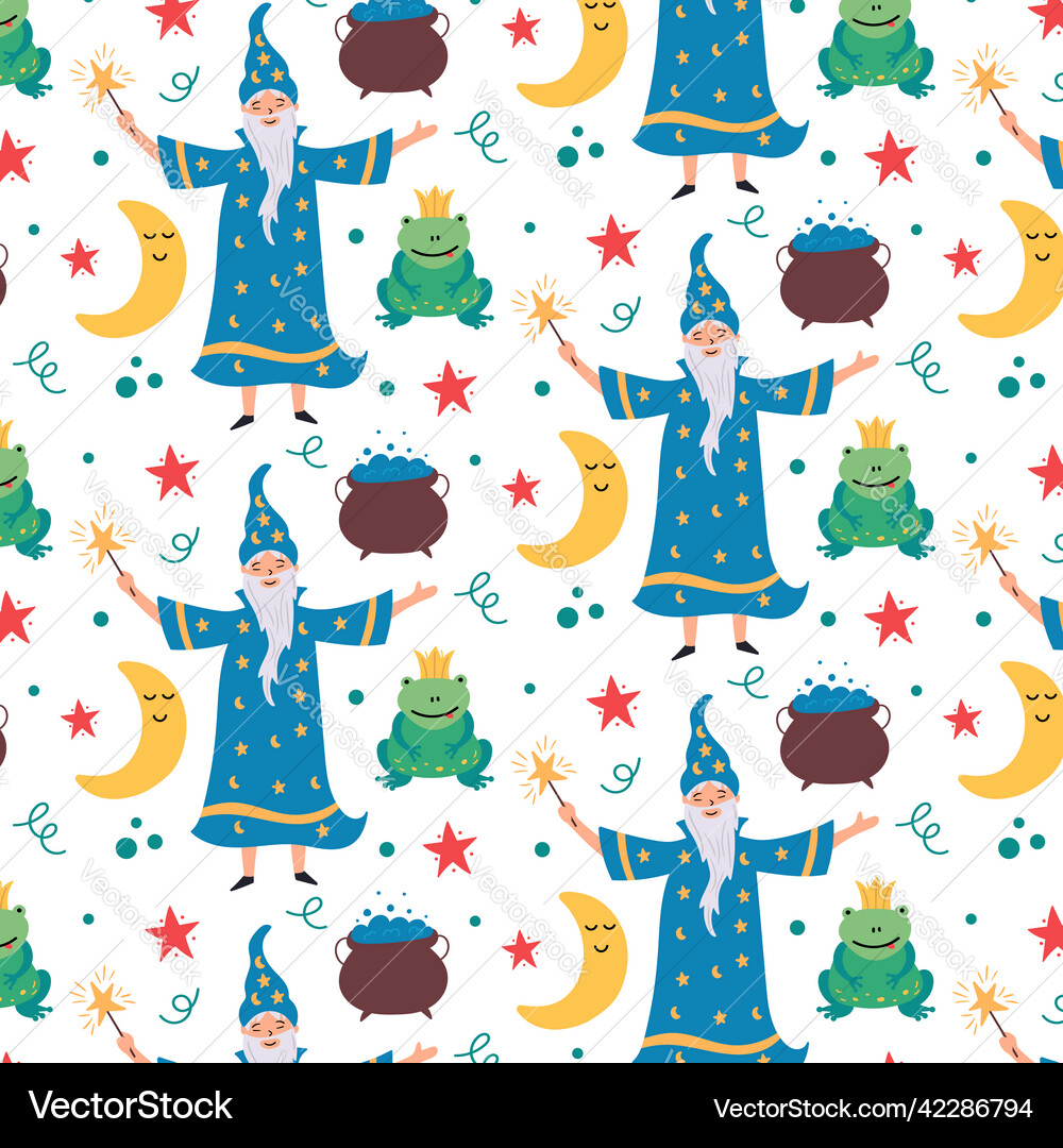 Magic pattern wizard toad moon potion Royalty Free Vector