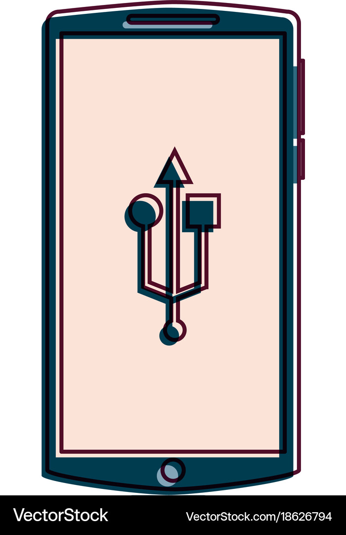 Mobile phone usb connection gadget screen Vector Image
